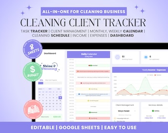 Cleaning Business Crm Client Task Tracker Google Sheets Template Etsy