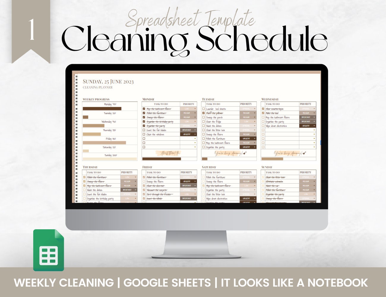 Editable Cleaning Schedule Daily Cleaning Checklist Spreadsheet ...