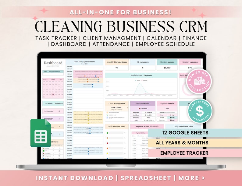 Cleaning Services Crm Client Task Tracker Google Sheets Etsy