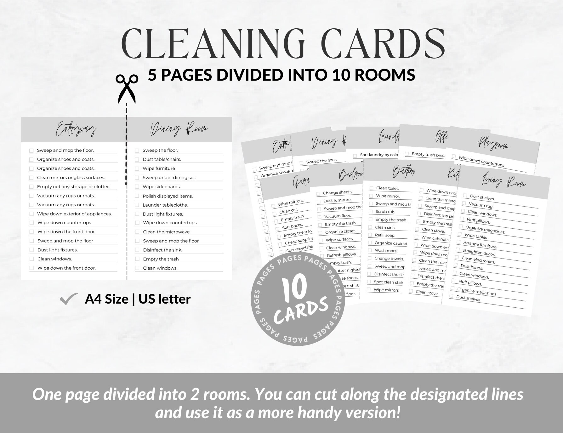 Editable ADHD Cleaning Checklist Bundle, Adult Chore Chart, Weekly ...