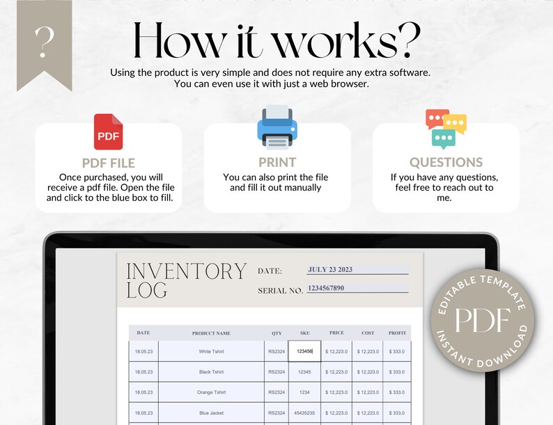 Track Inventory for Small Business, Inventory Tracker, Inventory Log ...