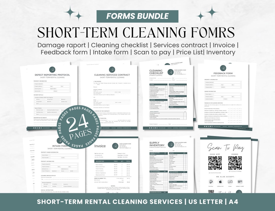 Airbnb Cleaning Service Bundle, Cleaning Business Forms, Short Term ...