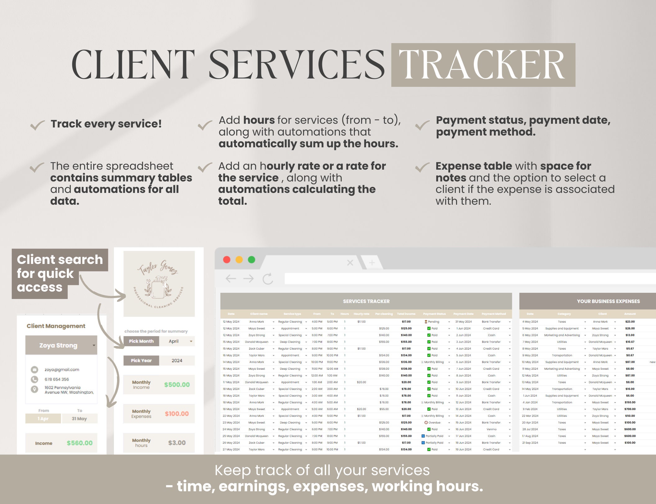 Cleaning Business CRM: Client & Task Tracker Google Sheets Template ...
