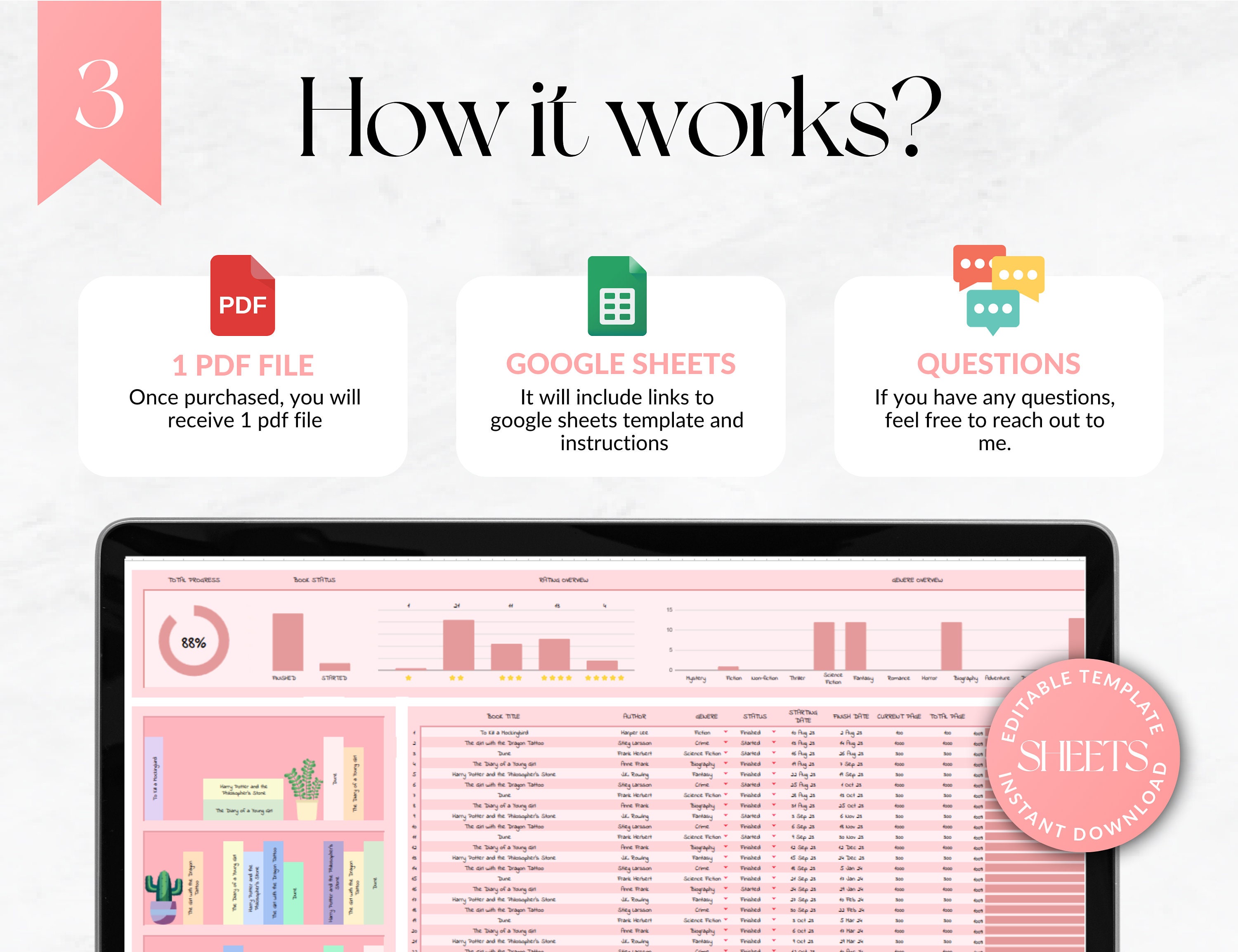Reading Log: Google Sheets Book Tracker (digital Download) - Etsy