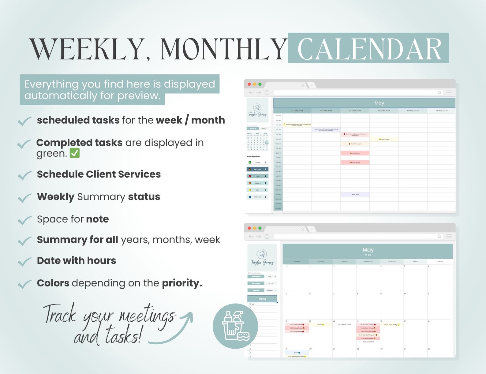 Cleaning Business CRM: Client & Task Tracker Google Sheets Template - Etsy
