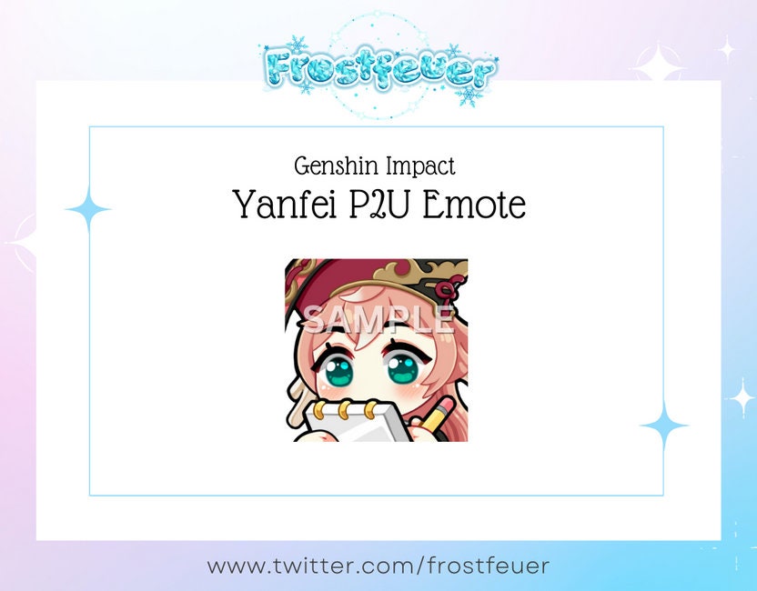 P2U Emote Genshin Impact Yanfei Note for Twitch/discord/youtube - Etsy