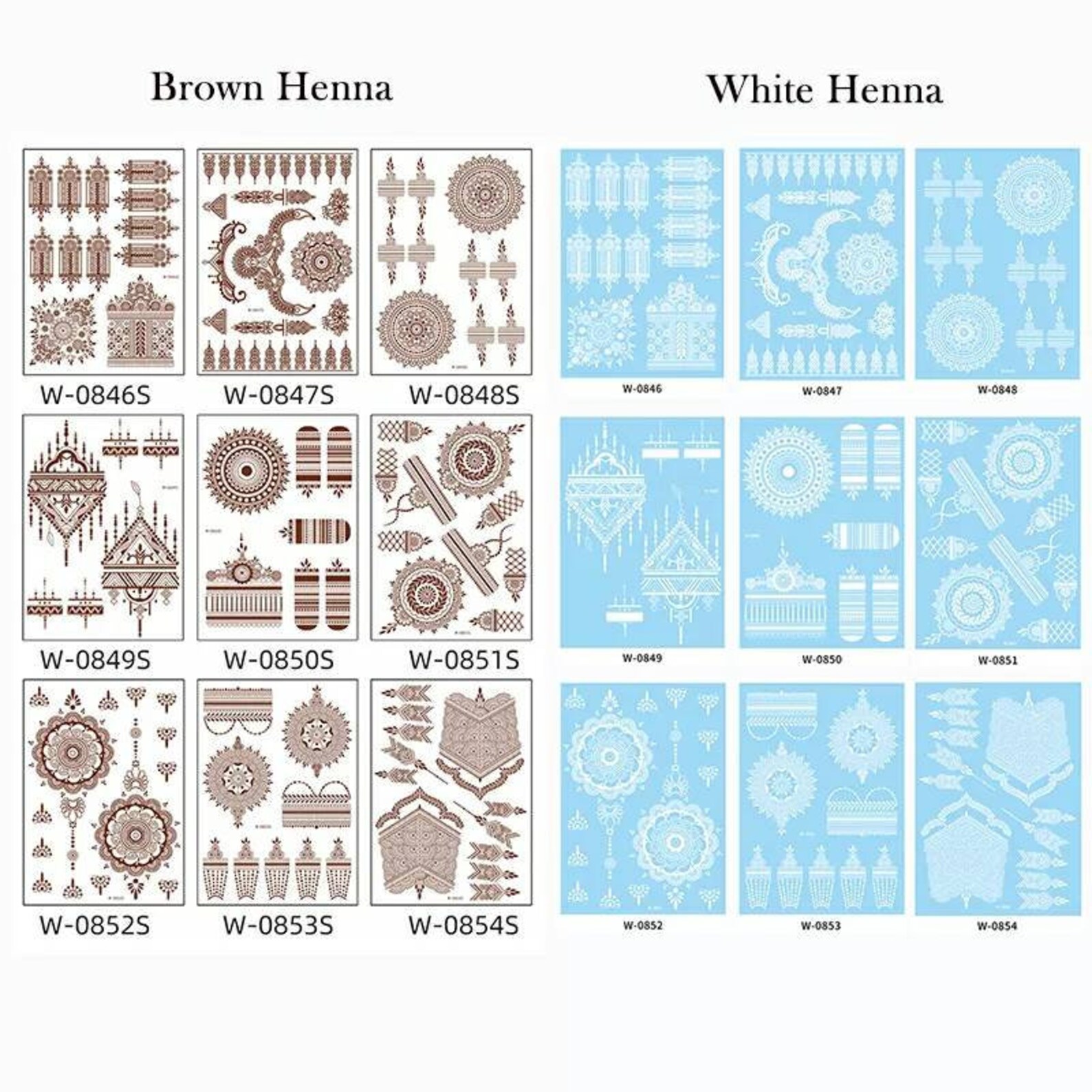 9 Sheets Temporary Henna Mendi Sticker Tattoos Eid Diwali Nikkah ...
