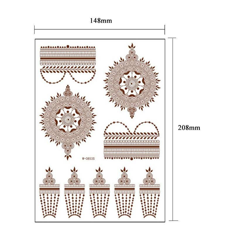 9 Sheets Temporary Henna Mendi Sticker Tattoos Eid Diwali Nikkah ...