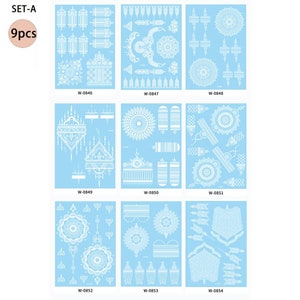 9 Sheets Temporary Henna Mendi Sticker Tattoos Eid Diwali Nikkah ...