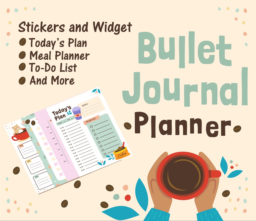 Coffee Theme Bullet Journal Planner stickers for Goodnotes digital ...