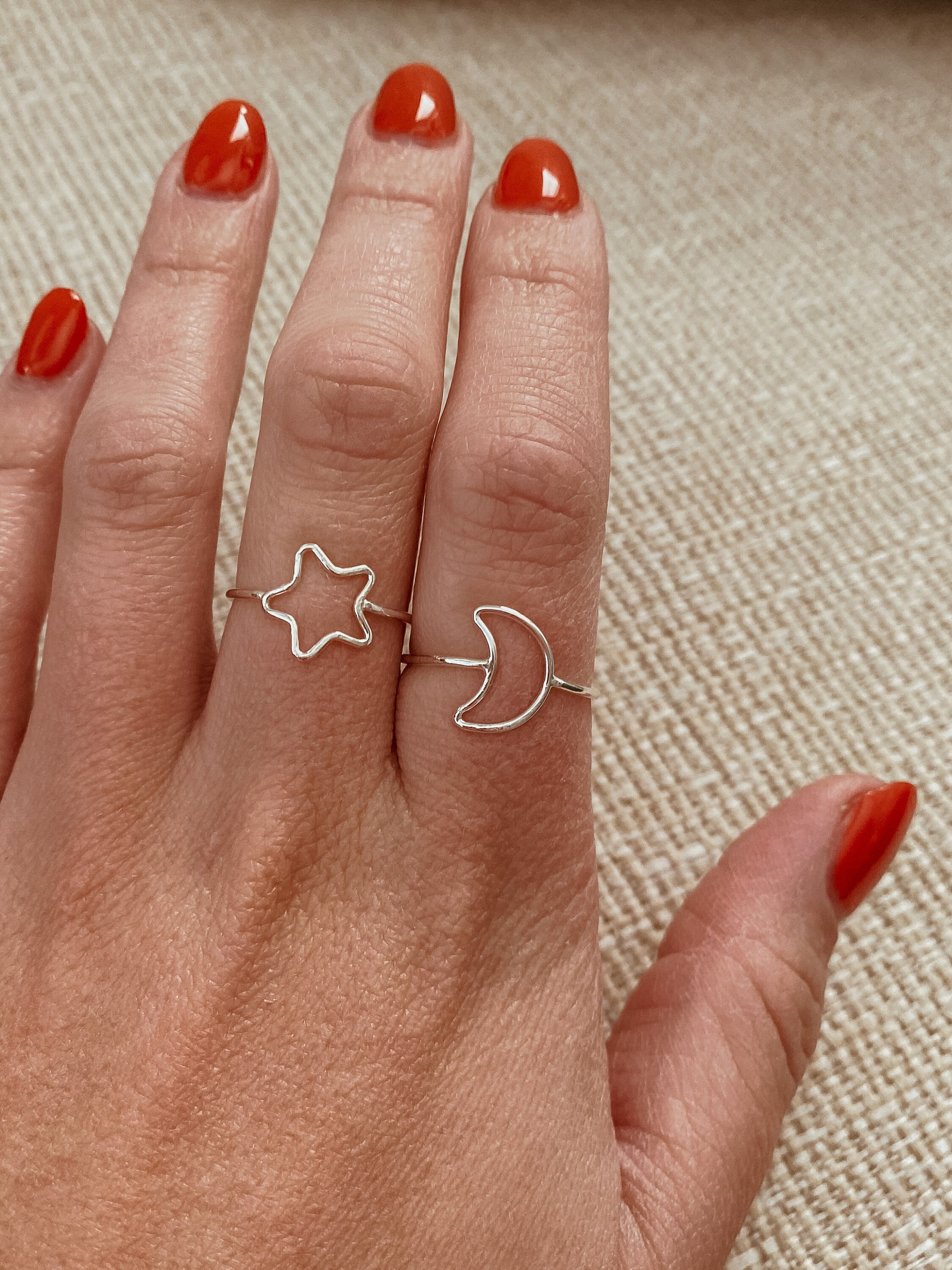 Sterling Silver Moon and Star Ring: Delicate Gold Filled Ring - Etsy