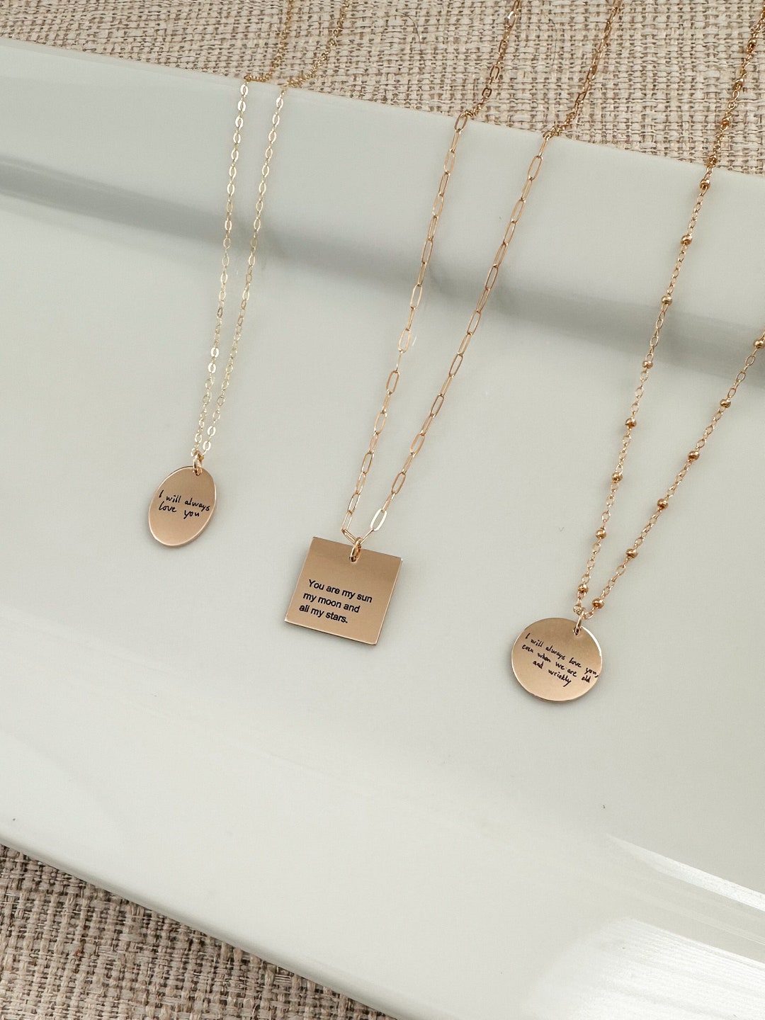 Handwriting Necklace, Engraved Personalized Love Note Pendant, Custom ...