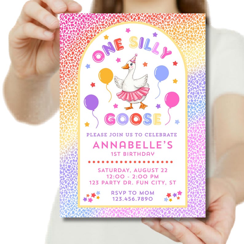 One Silly Goose First Birthday Invitation, Girls 1st Birthday Party ...