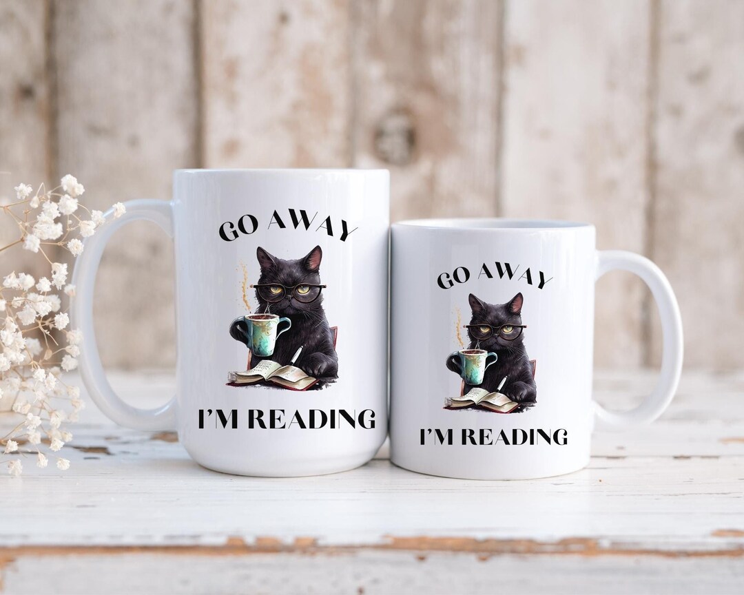 Go Away I'm Reading Mug, Bookish Gift for Book Lover, Floral Coffee Cup ...
