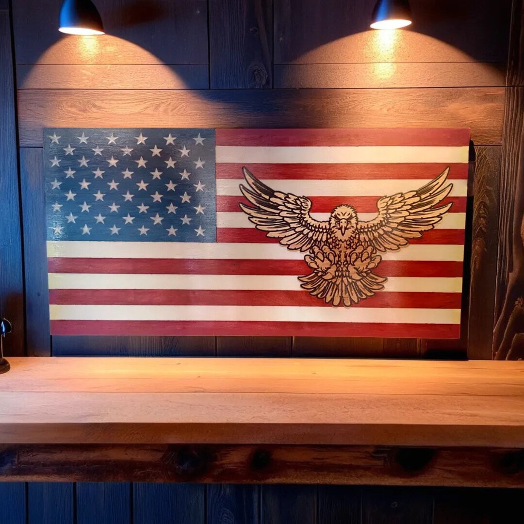 Wood and Epoxy American Flag With Eagle - Etsy