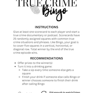 True Crime Bingo - Etsy