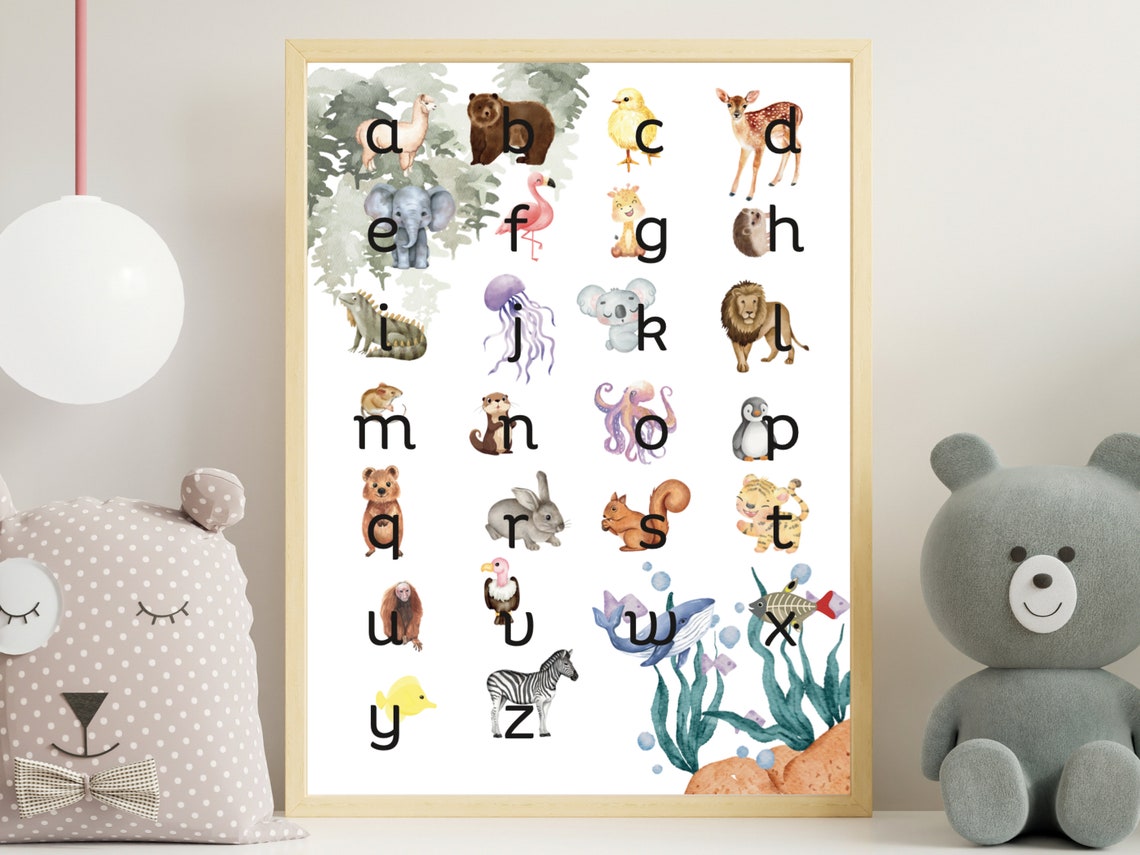 Animal Alphabet Digital Print | Nursery Alphabet Poster | Animal ...