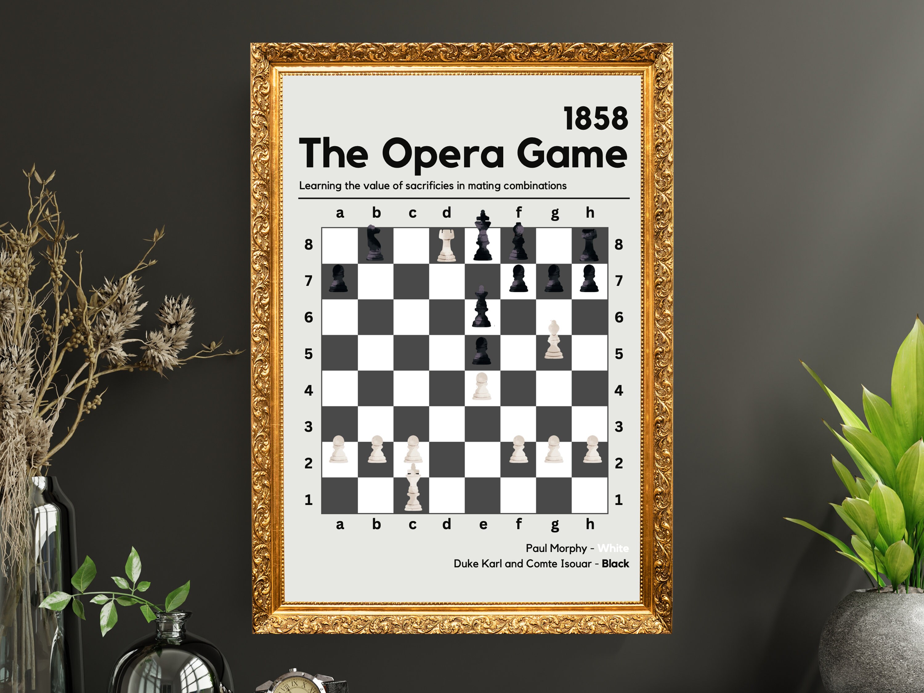Chess Players Poster, Chess Addict Lovers, the Opera Game, Black and ...