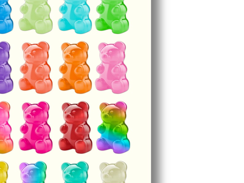 Gummy Bear Poster, Colourful Retro Wall Art, Candy Bear Decor Print ...