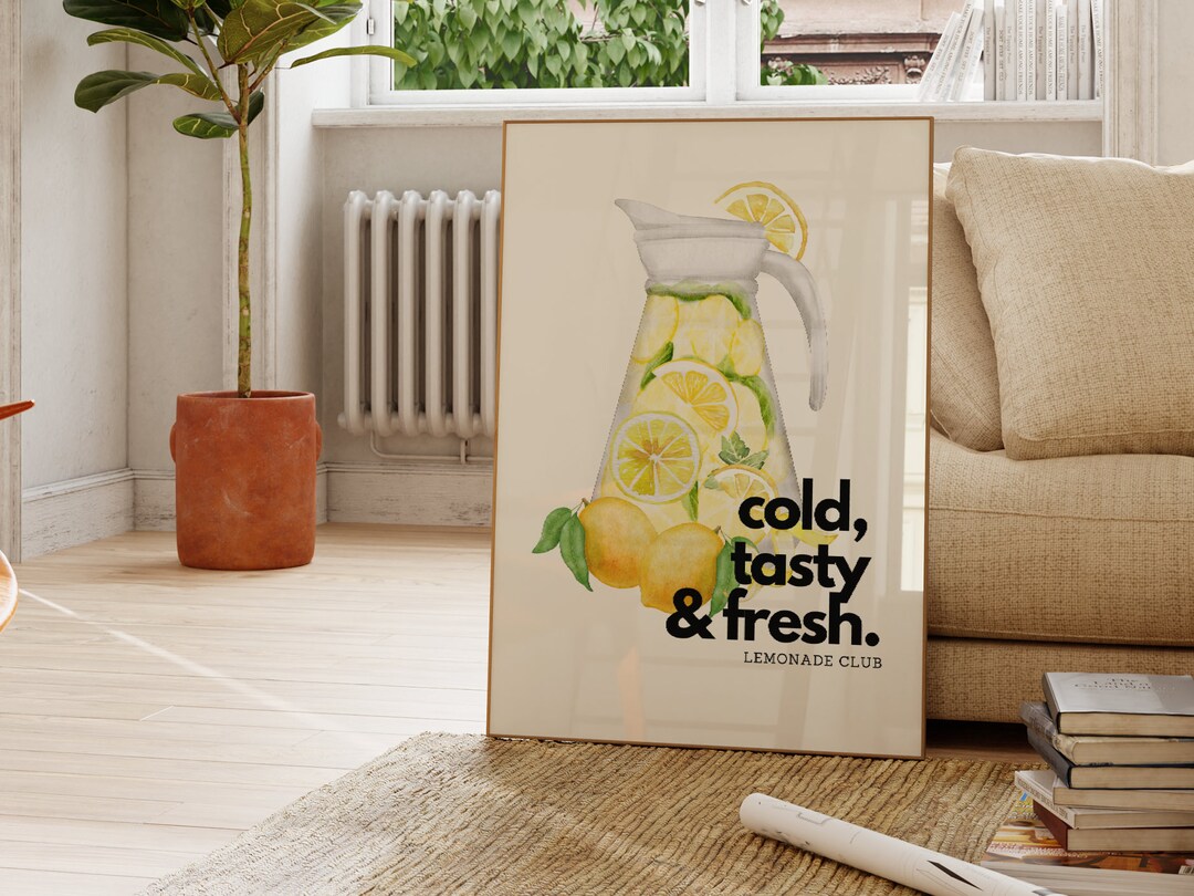 Fresh Lemonade Poster, Lemons Lovers Wall Art, Wall Art New Kitchen ...