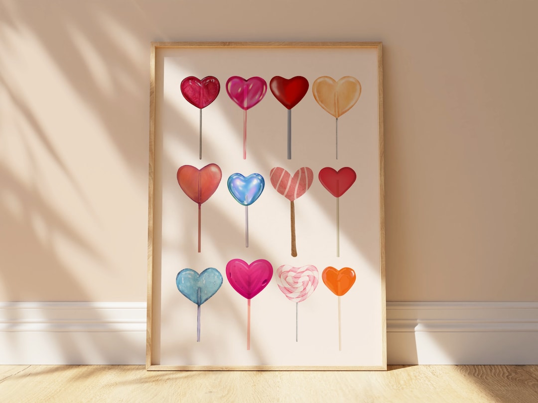 Heart Lollipop Poster, Candy Lovers Wall Art, Coquette Room Present ...