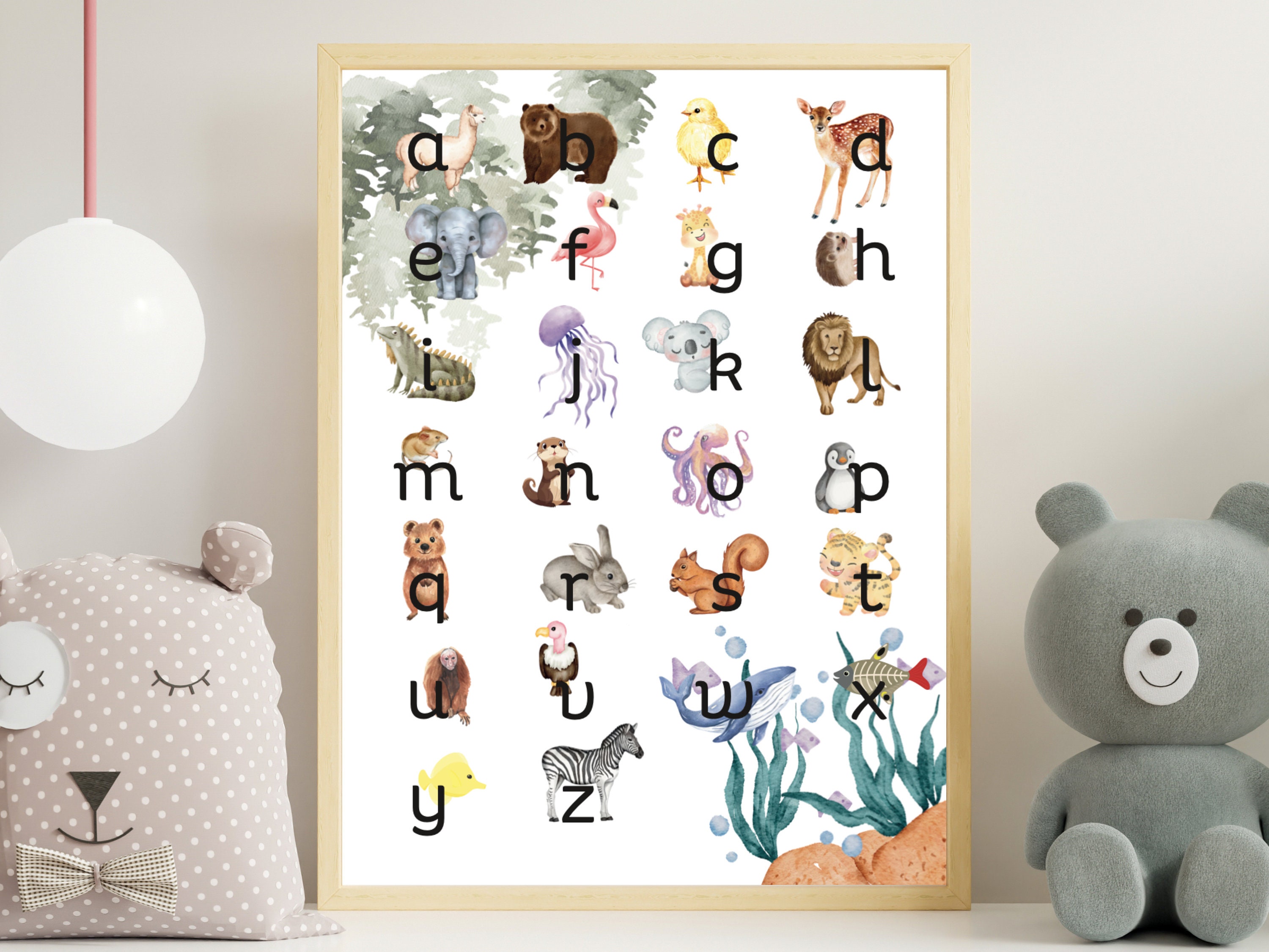 Animal Alphabet Print, Nursery Alphabet Poster, Animal Letters, ABC ...