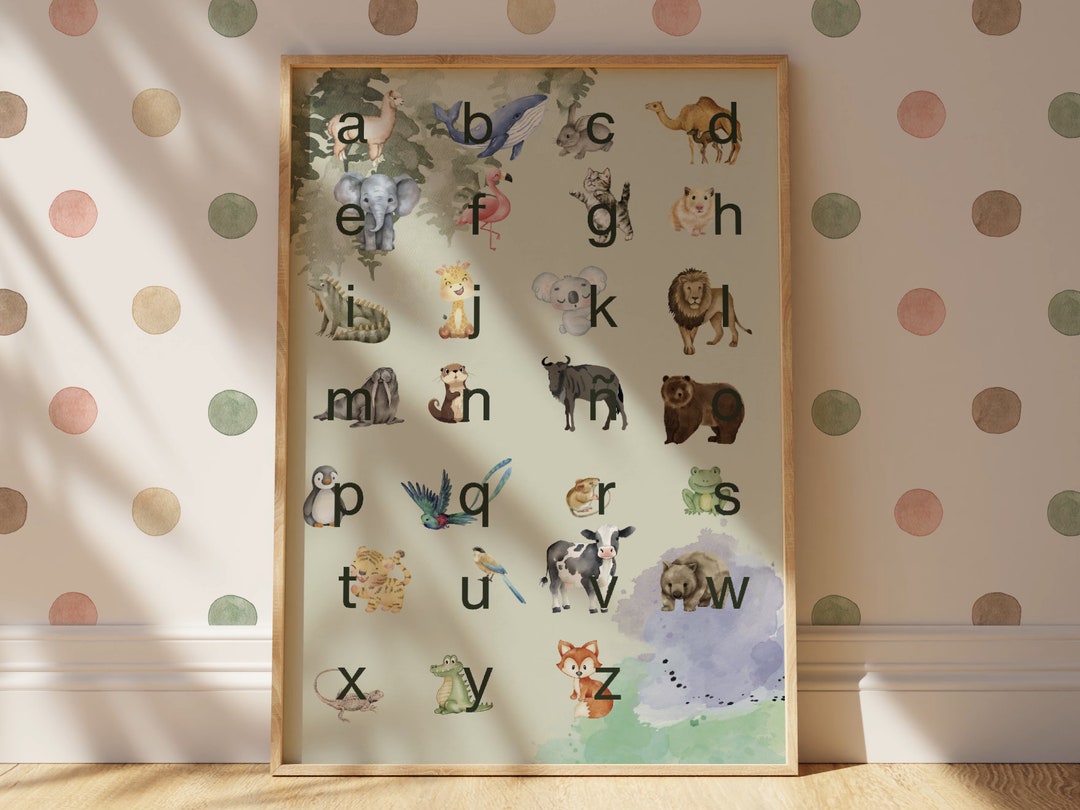 Abecedario Animales Digital Poster Abecedario Niños Alfabeto de ...