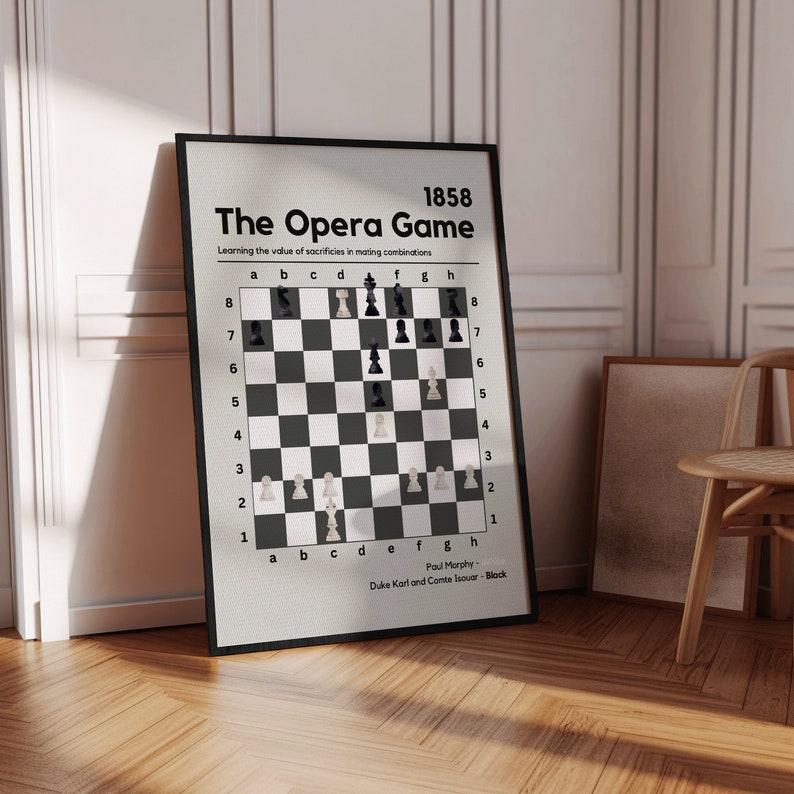 Chess Players Poster, Chess Addict Lovers, the Opera Game, Black and ...