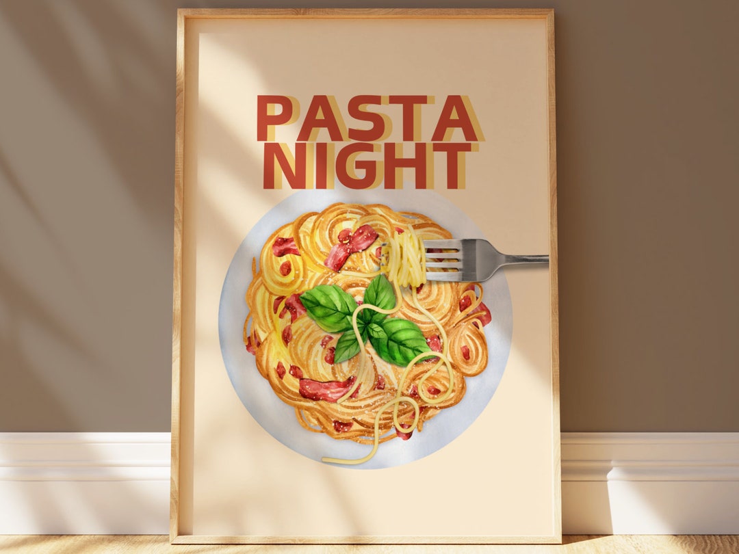 Pasta Lovers Poster, Carbonara Kitchen Water Color Wall Art, Food Chefs ...