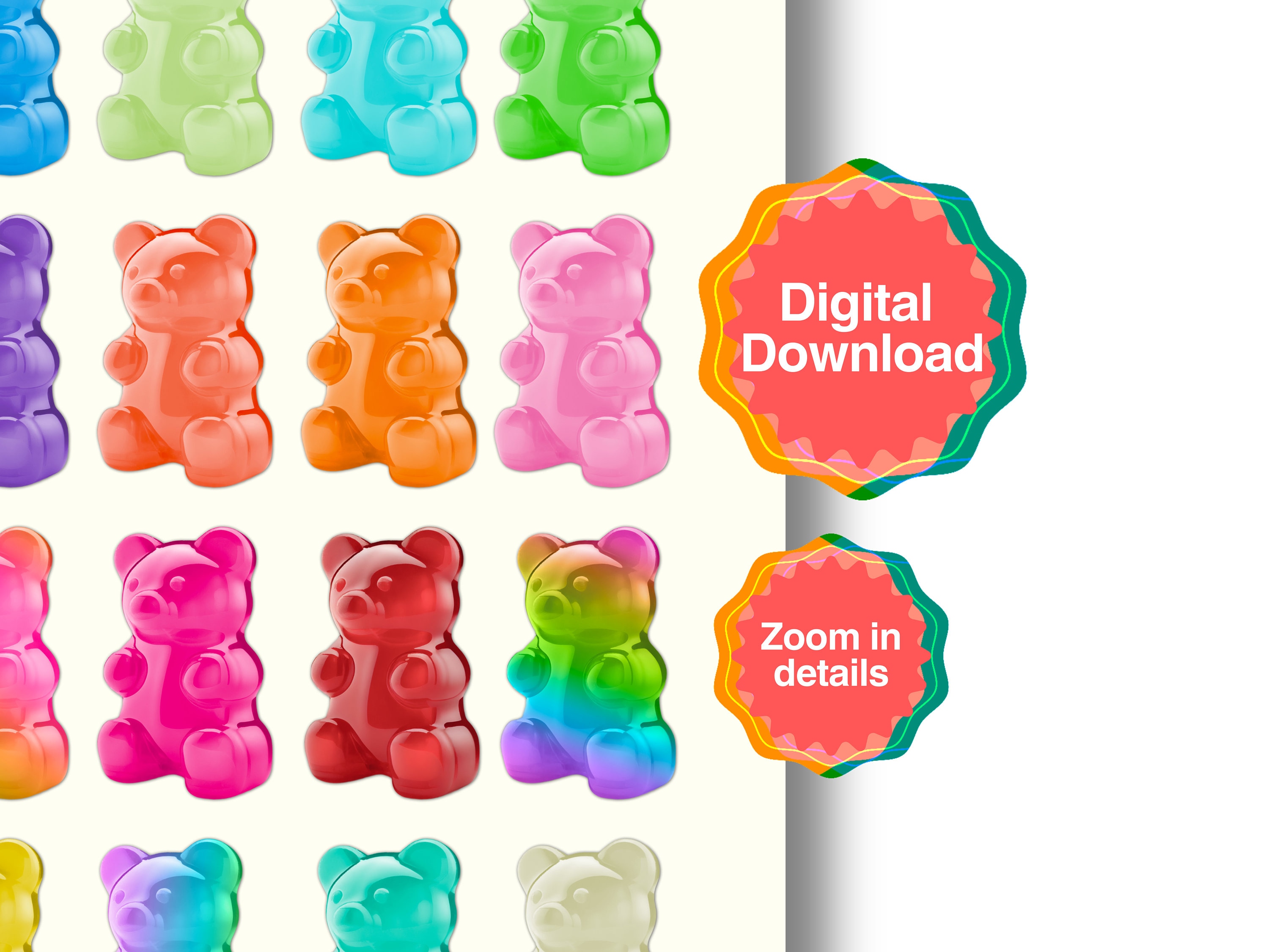 Gummy Bear Poster Digital, Colourful Retro Wall Art, Candy Bear Decor ...