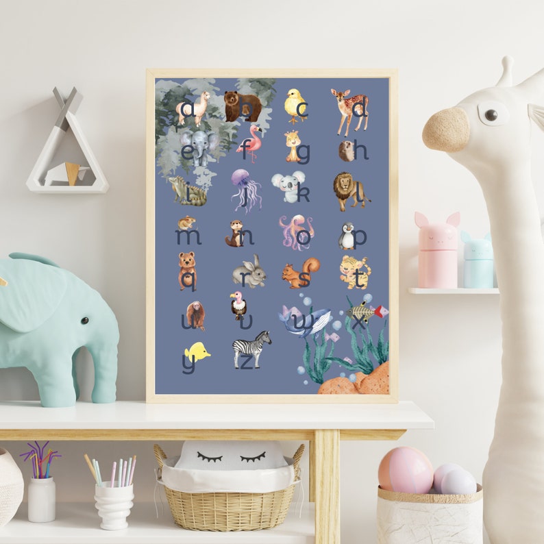 Animal Alphabet Digital Print | Nursery Alphabet Poster | Animal ...