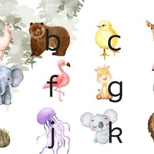 Animal Alphabet Print, Nursery Alphabet Poster, Animal Letters, ABC ...