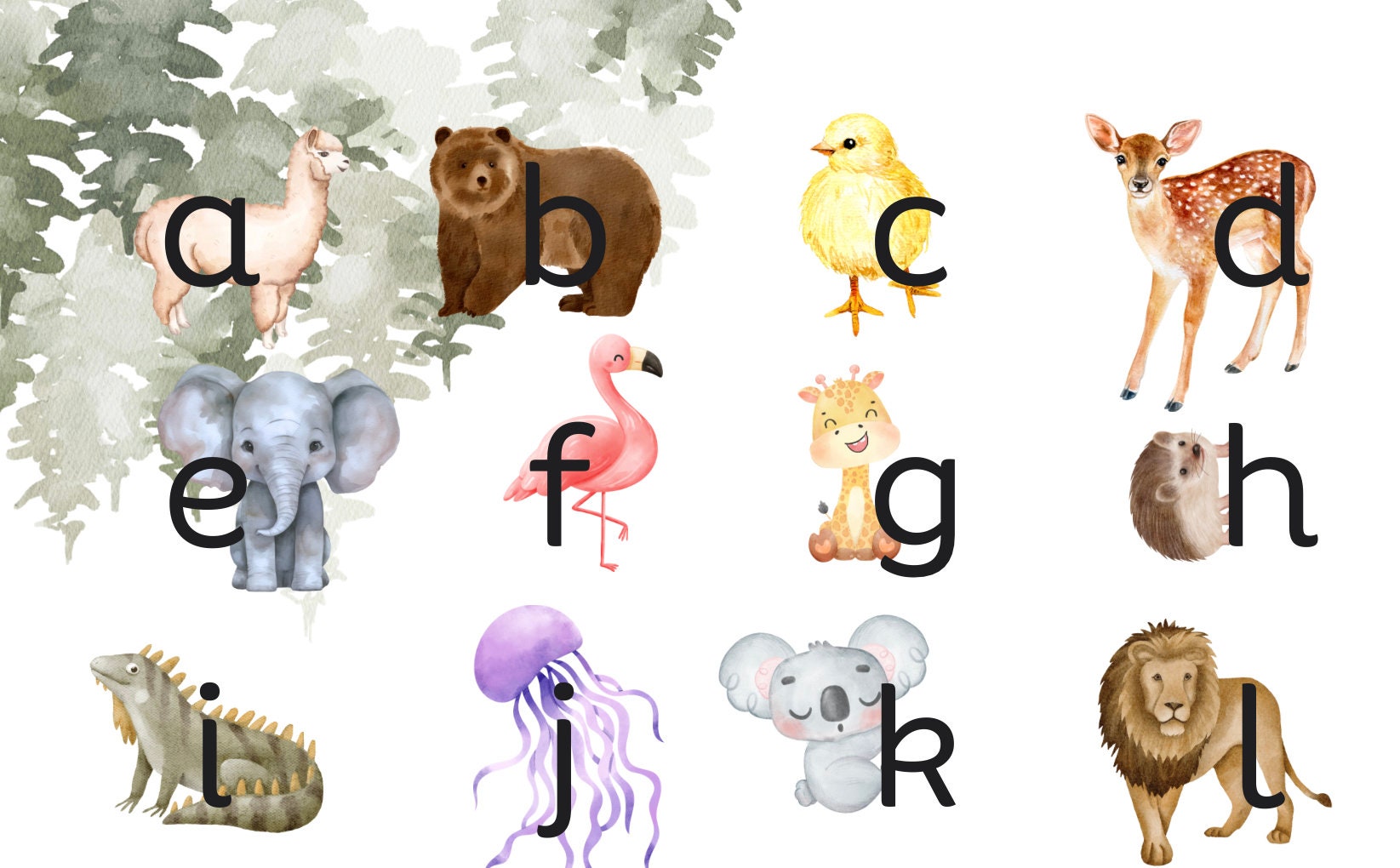 Animal Alphabet Print, Nursery Alphabet Poster, Animal Letters, ABC ...