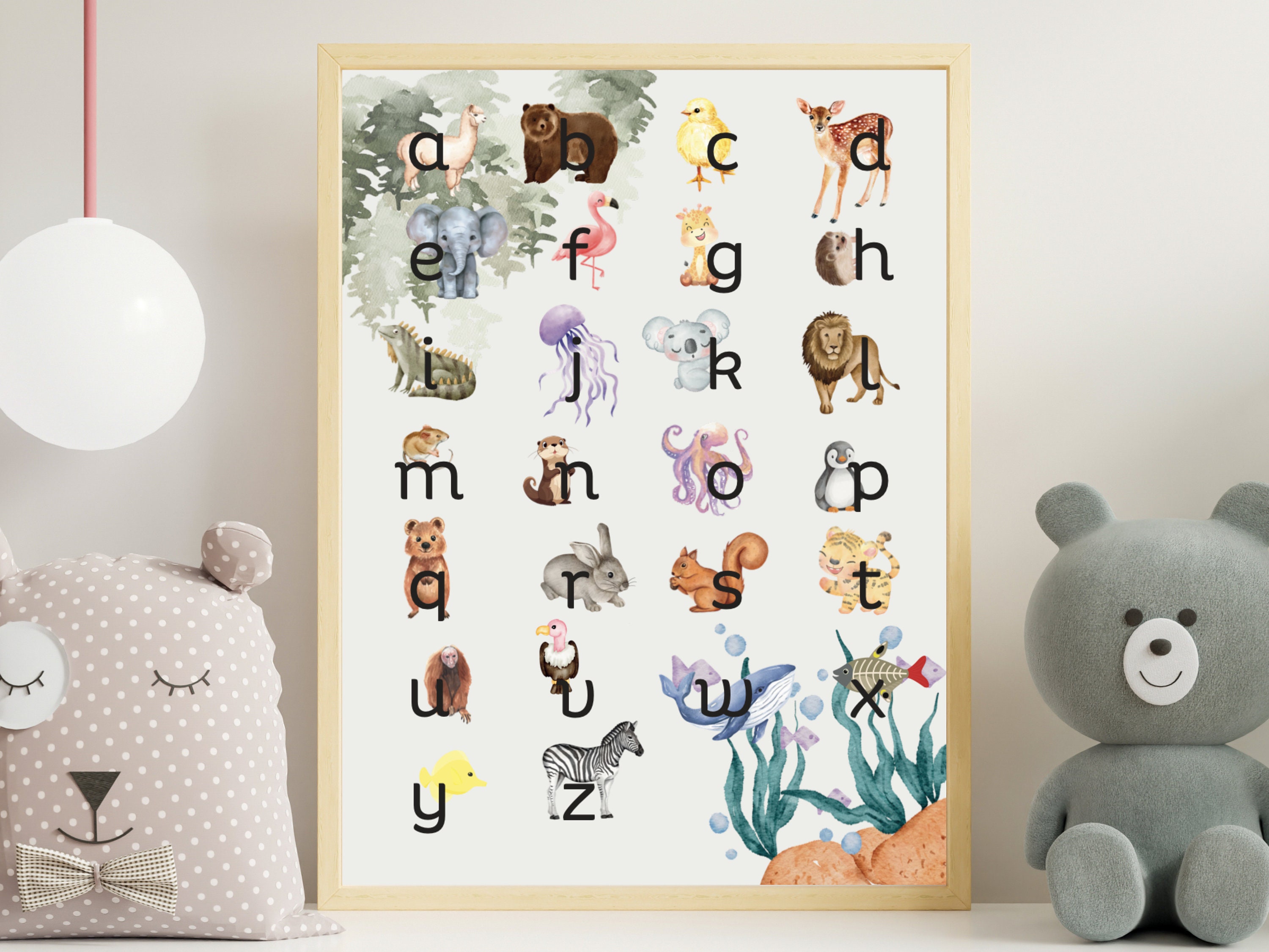 Animal Alphabet Print, Nursery Alphabet Poster, Animal Letters, ABC ...