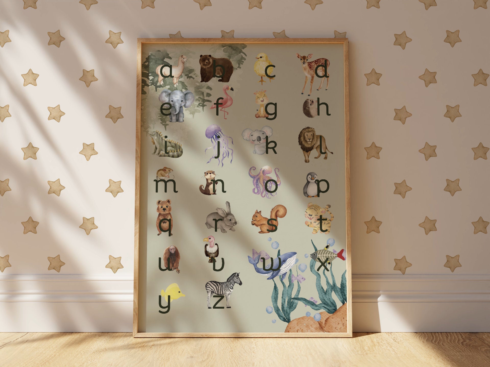 Animal Alphabet Print, Nursery Alphabet Poster, Animal Letters, ABC ...