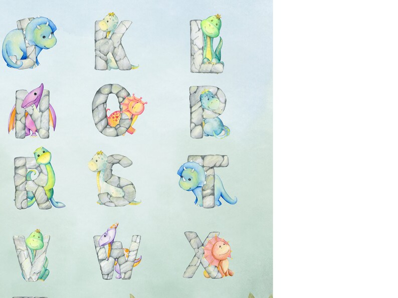 Dinosaur Alphabet Digital Print | Dinosaur Nursery Print | Dinosaur ...