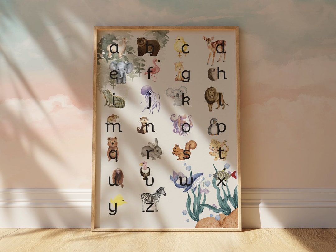 Animal Alphabet Print, Nursery Alphabet Poster, Animal Letters, ABC ...