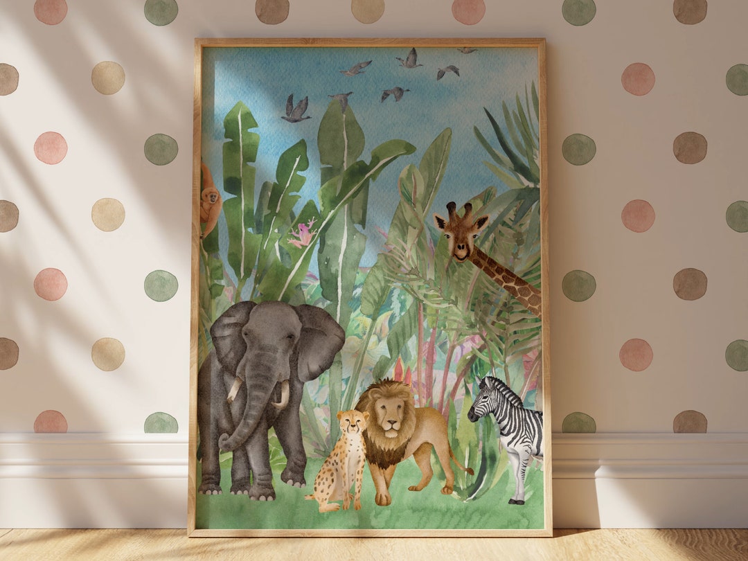 Safari Animals Poster, Safari Nursery Decor, Kids Wall Art, Nursery ...