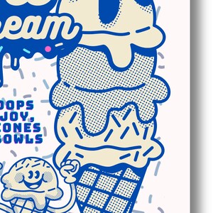Ice Cream Retro Graphic Design Poster, Kitchen Decor Food, Ice Cream ...