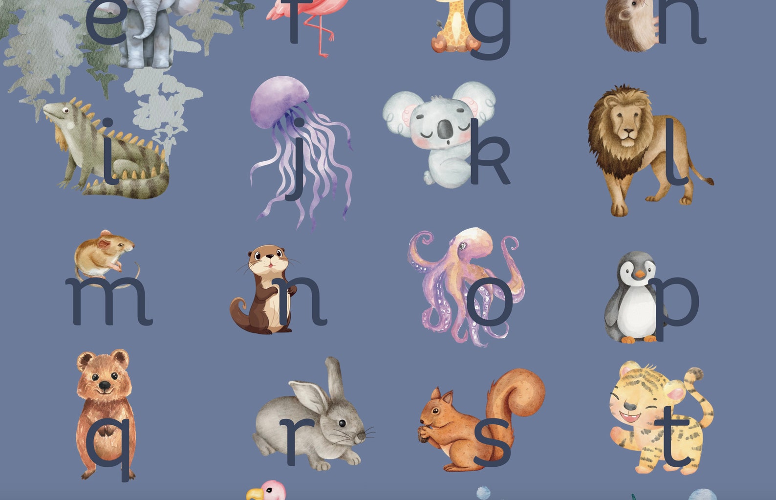 Animal Alphabet Digital Print | Nursery Alphabet Poster | Animal ...