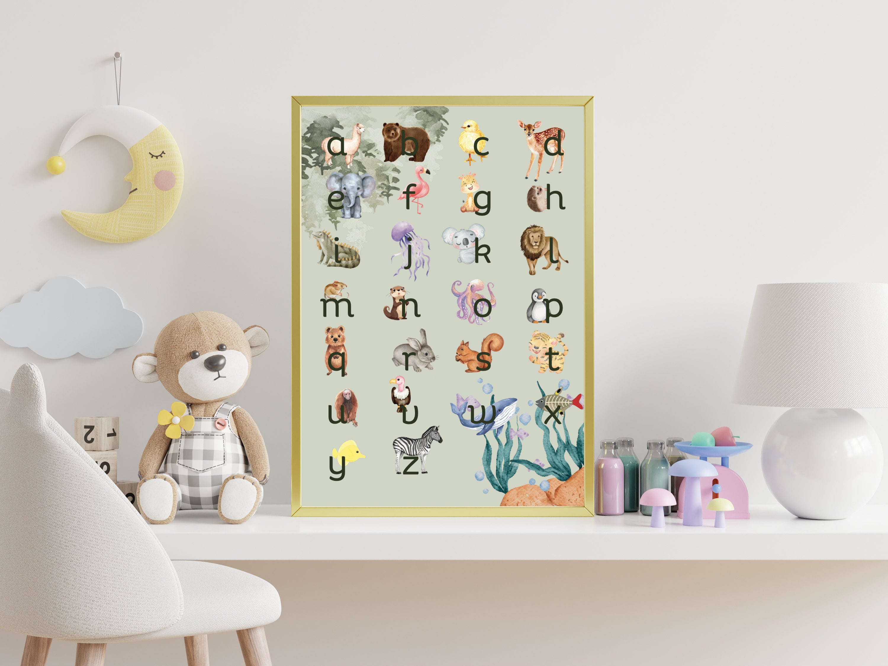 Animal Alphabet Print, Nursery Alphabet Poster, Animal Letters, ABC ...