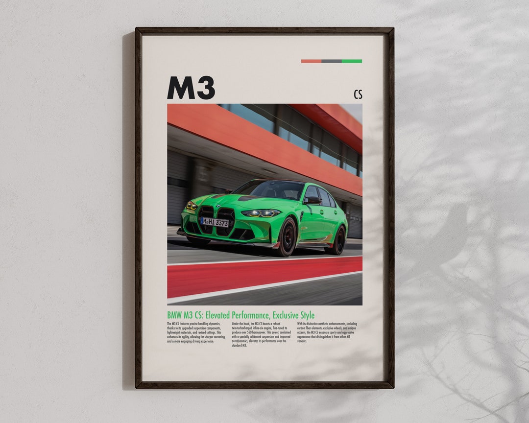 BMW M3 CS Poster Cool Sports Car Decoration Cool Cars Prints Digital ...