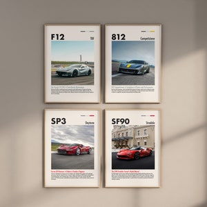 Set of 20 Ferrari Posters Automotive Home Wall Art Cool Racing Artwork ...