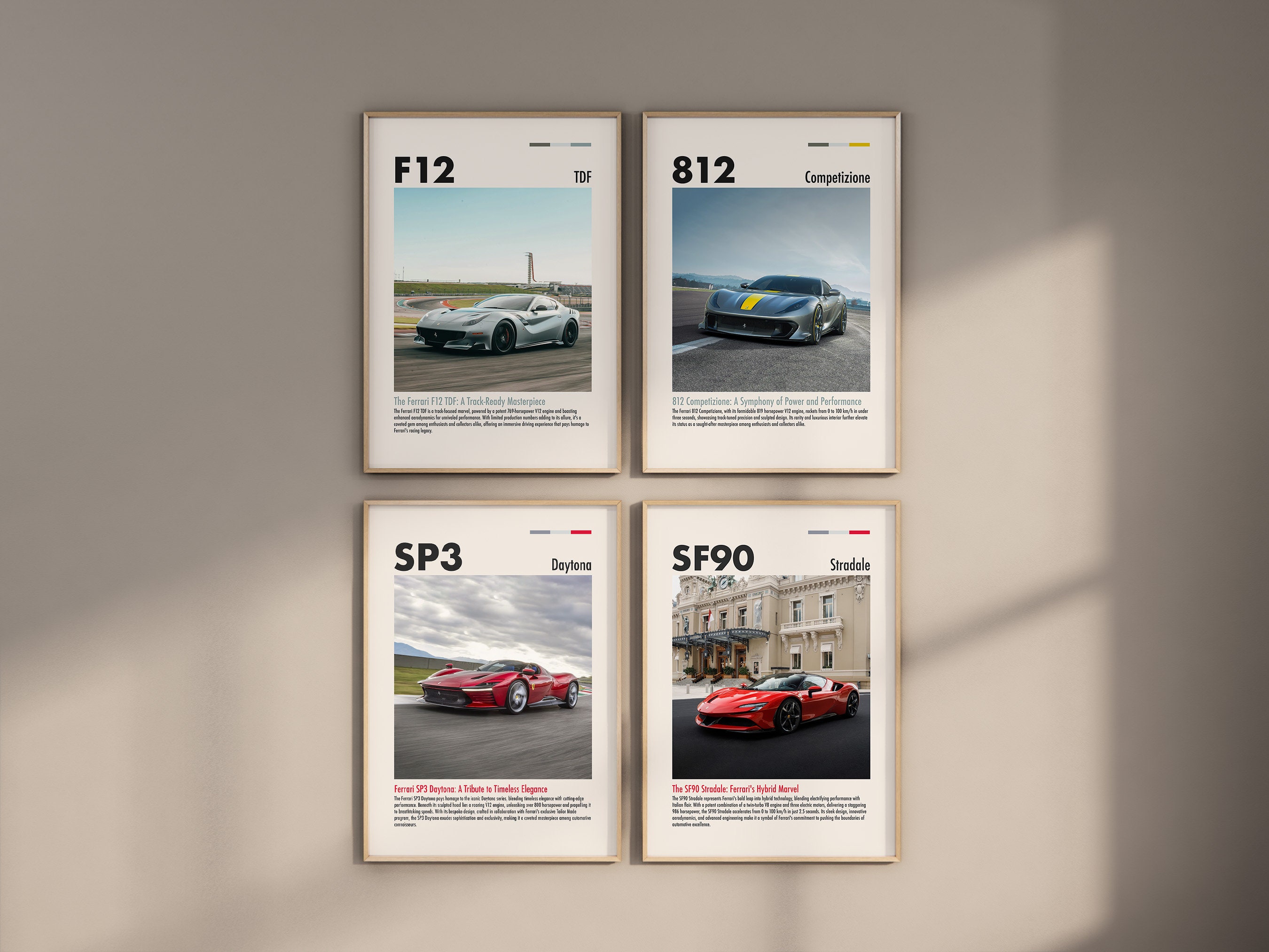 Set of 20 Ferrari Posters Automotive Home Wall Art Cool Racing Artwork ...