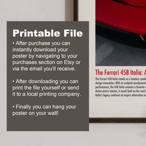 Ferrari 458 Italia Poster Super Car Wall Art Cool Automotive Prints ...