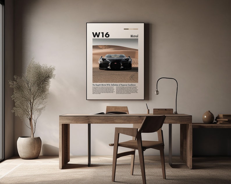 Bugatti Mistral W16 Poster Hyper Car Wall Art Cool Race Cars Artwork ...