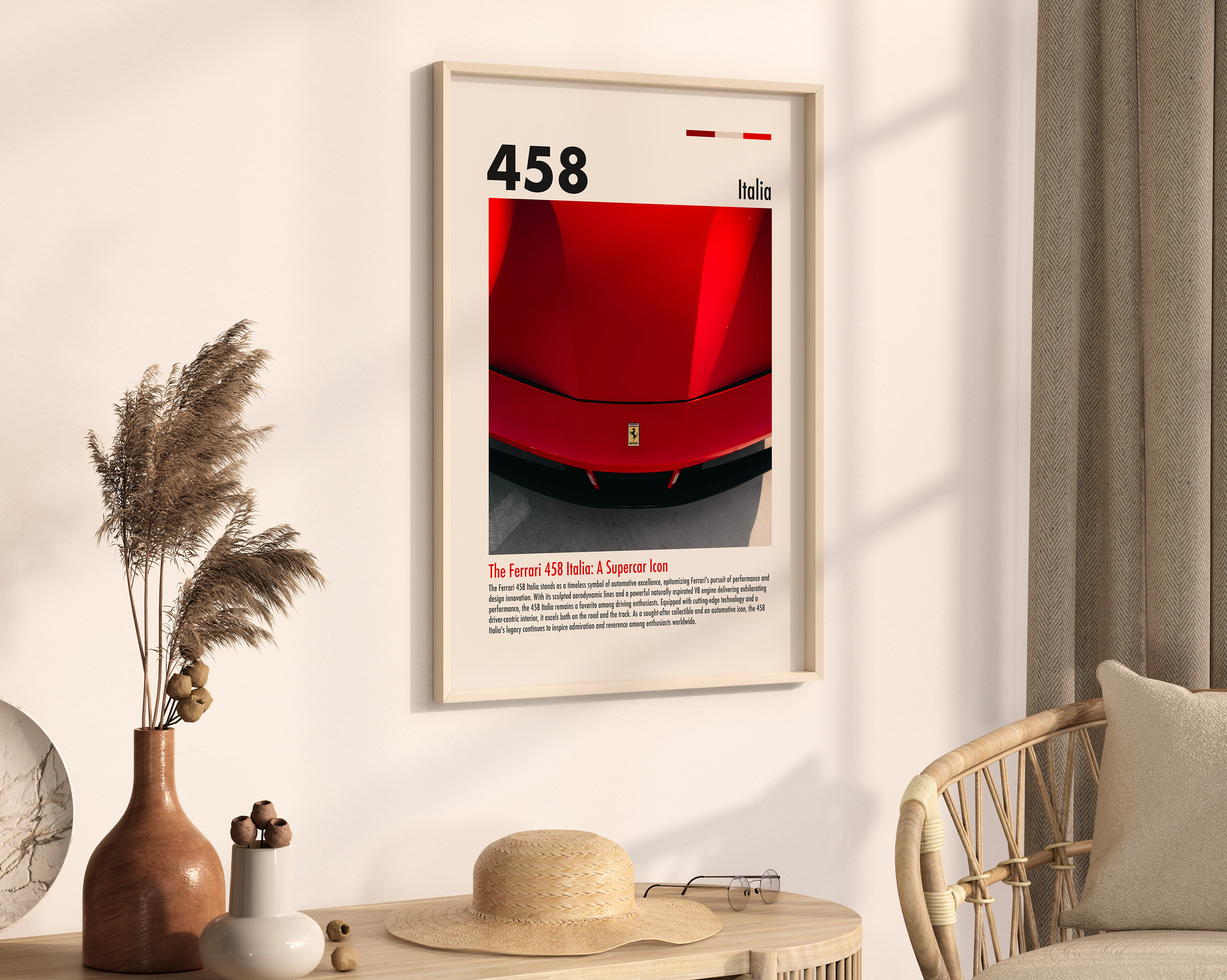 Ferrari 458 Italia Poster Super Car Wall Art Cool Automotive Prints ...