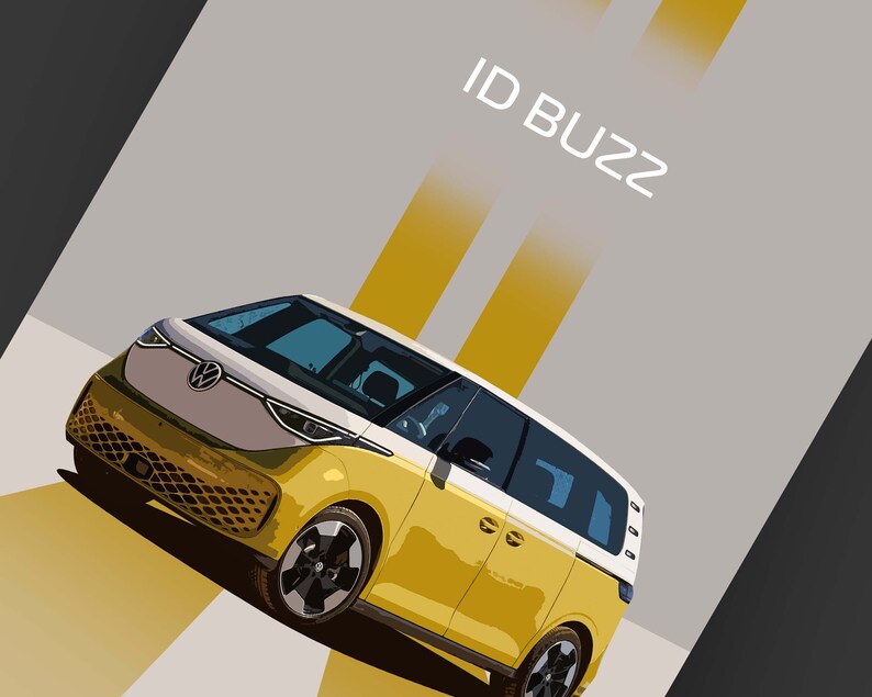 Volkswagen Id Buzz-poster, Afdrukbare VW Id Buzz-muurkunst, Leuke ...