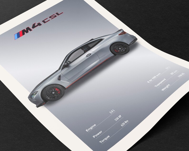 BMW M4 CSL Poster Sports Car Posters Downloadable Bimmer Prints ...
