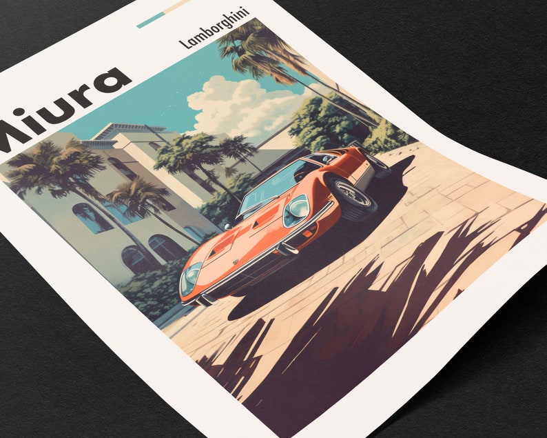 Vintage Lamborghini Miura Poster Printable Super Car Artwork - Etsy